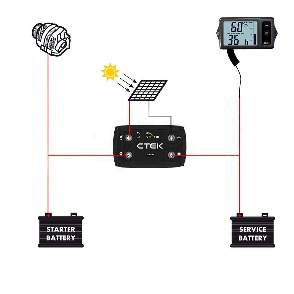 Off-Grid Battery Charger Kit: CTEK 20A D250SA with Digital Monitor ...