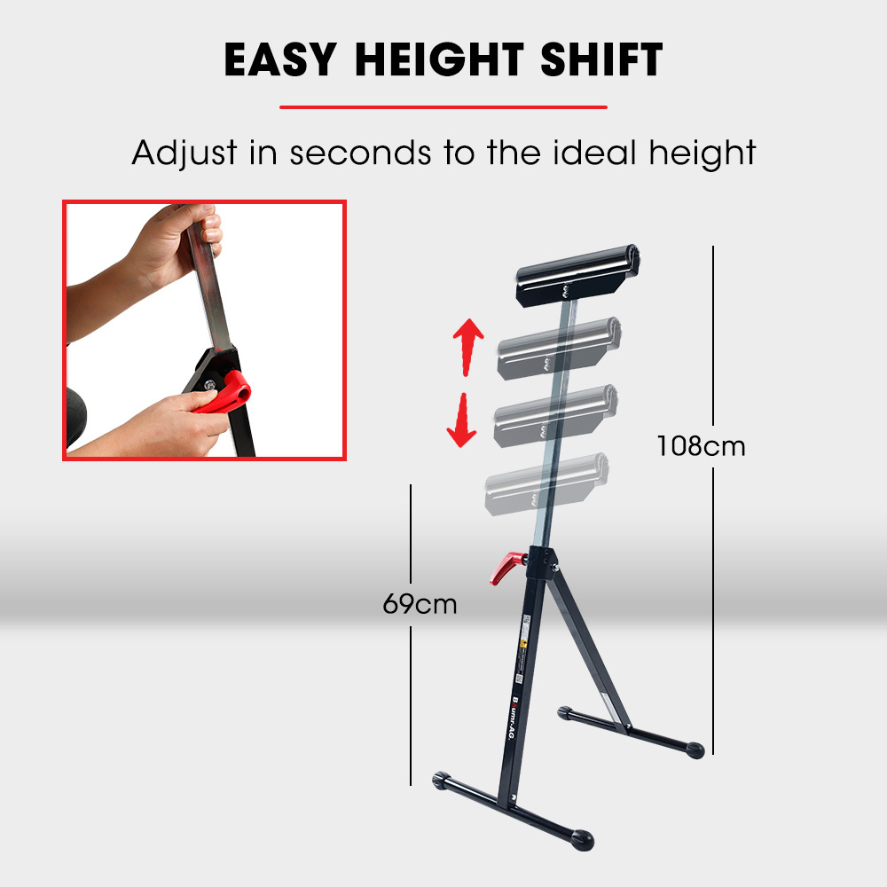 Baumr-AG Height Adjustable Roller Support Stand, 60kg Capacity, Folding ...