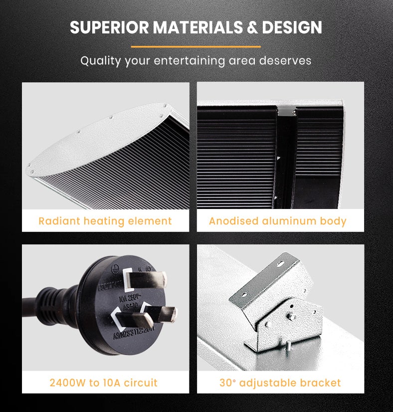 BIO 1800W Outdoor Strip Heater Electric Radiant Panel Bar Wall Ceiling ...