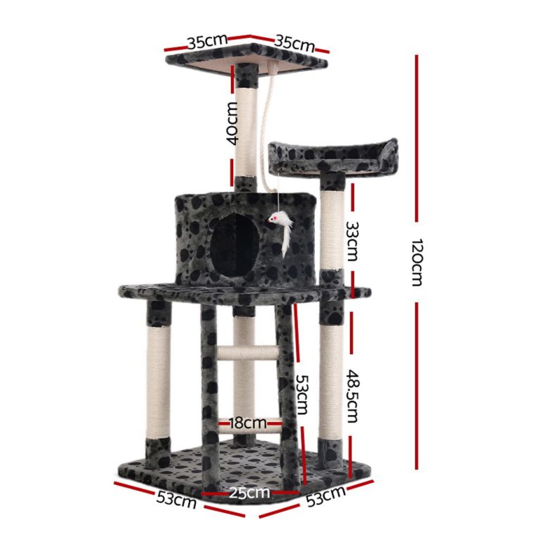 i.Pet Cat Tree 120cm Tower Scratching Post Scratcher Trees Bed Wood ...